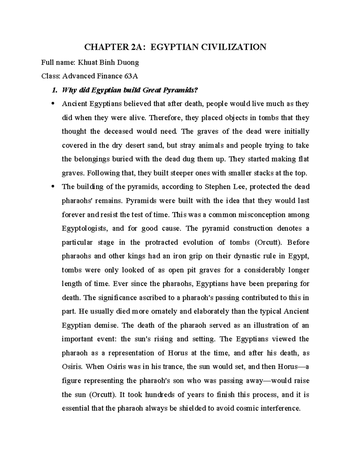 Chap 2A - World Civilization History - CHAPTER 2A: EGYPTIAN ...