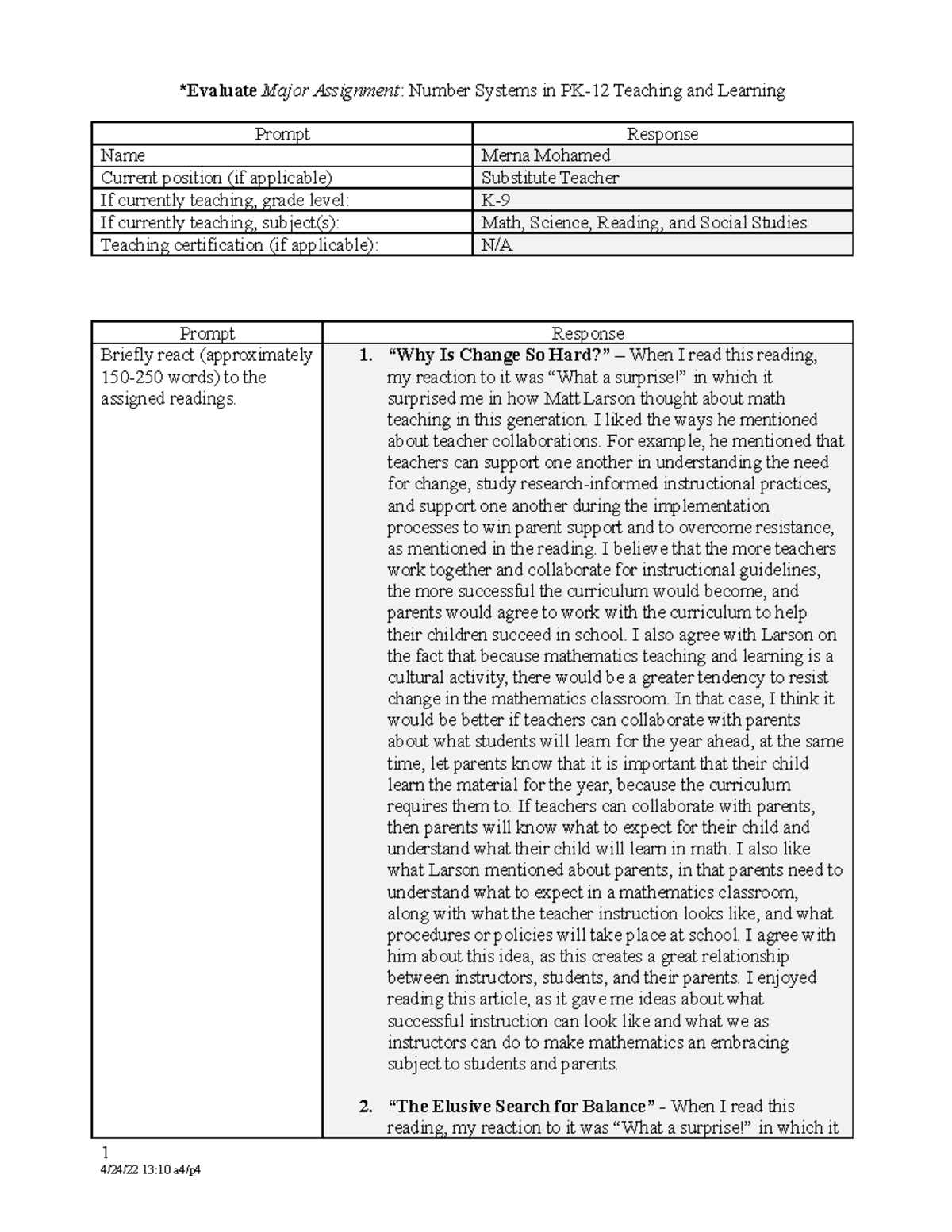 Evaluate Major Assignment Number Systems in PK-12 Teaching and Learning ...