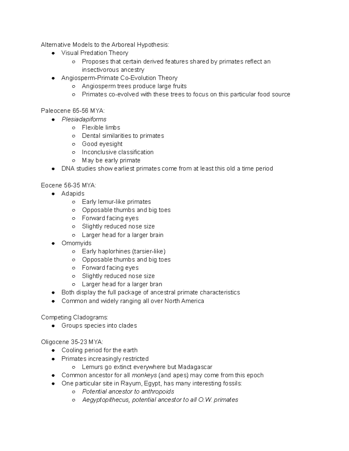 Chapter 8 Primate Evolution - Alternative Models to the Arboreal ...