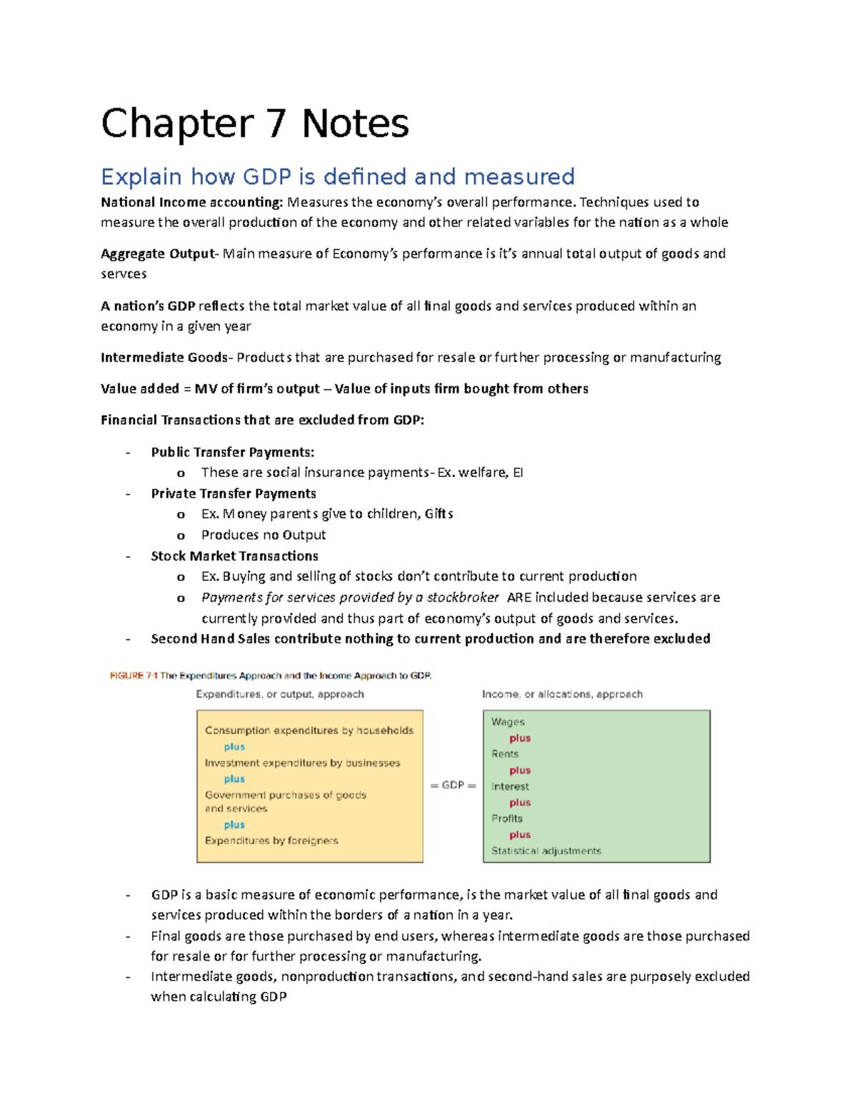 Chapter 7 Notes - Chapter 7 Notes Explain how GDP is defined and ...