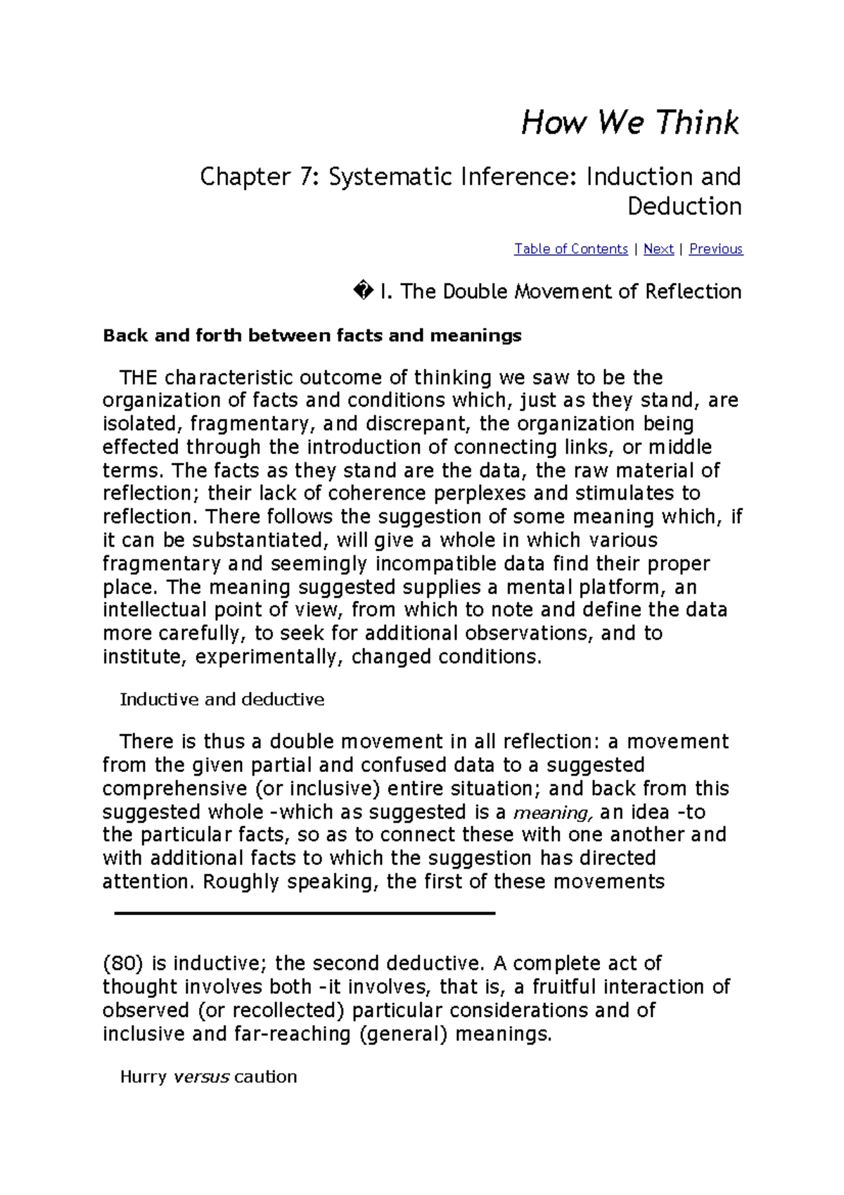 Hapter 7 - critical thinking - How We Think Chapter 7: Systematic ...