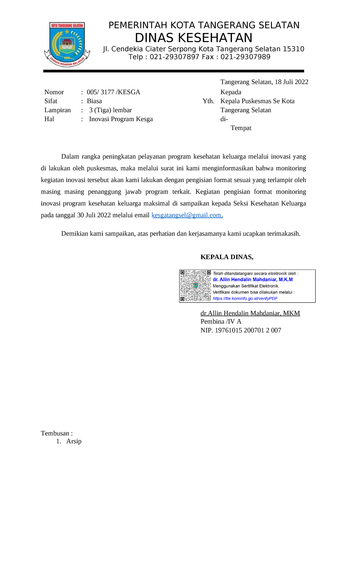Inovasi Program Kesga - PEMERINTAH KOTA TANGERANG SELATAN DINAS ...