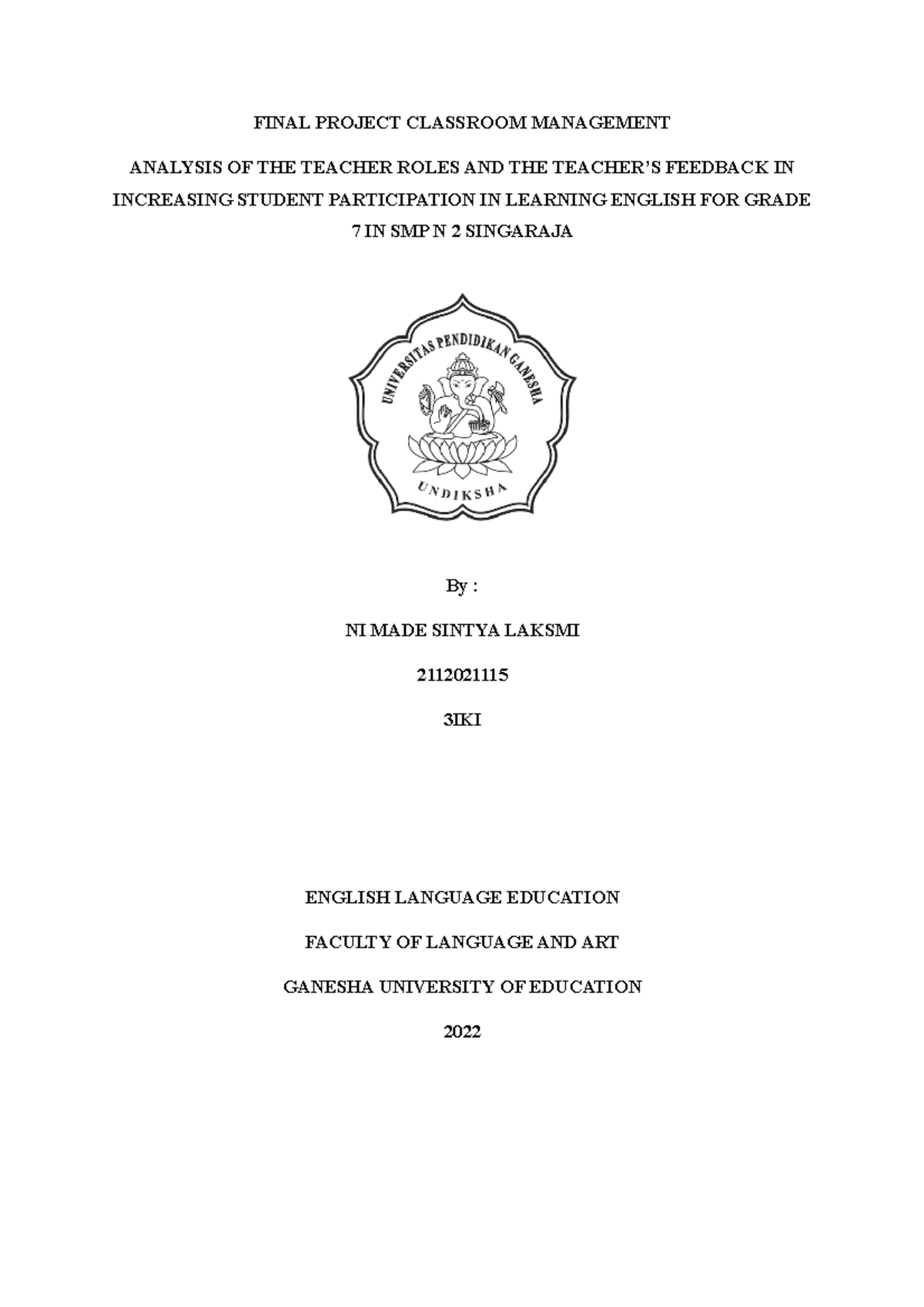 Final Project Classroom Management - FINAL PROJECT CLASSROOM MANAGEMENT ...