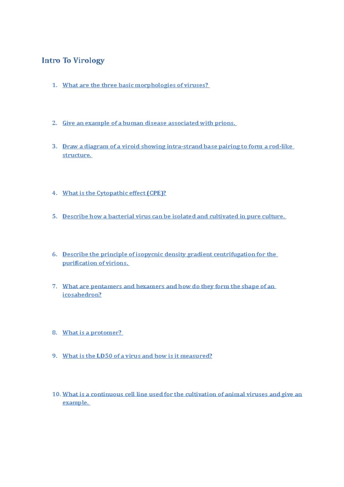 Practical - practice questions on viral life cycles and classification ...