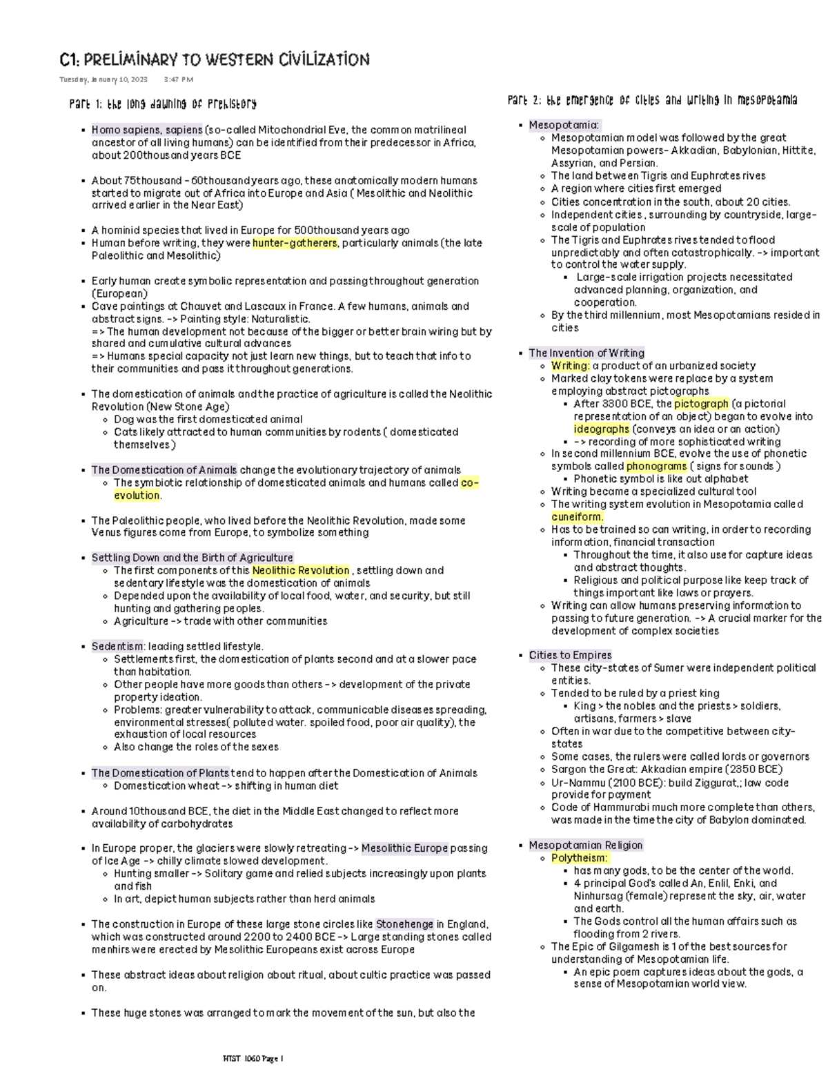 C1 - Preliminary to Western Civilization - Part 1: The long dawning of ...