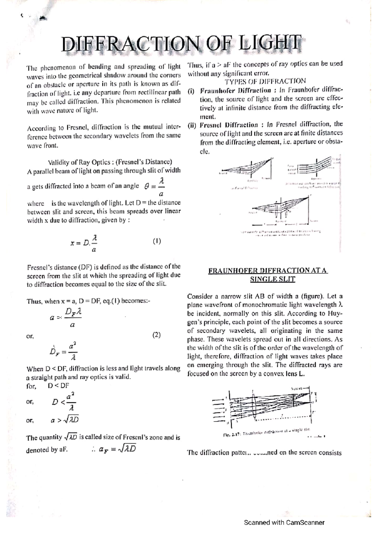 Diffraction Part 1 - Physics-II - Studocu