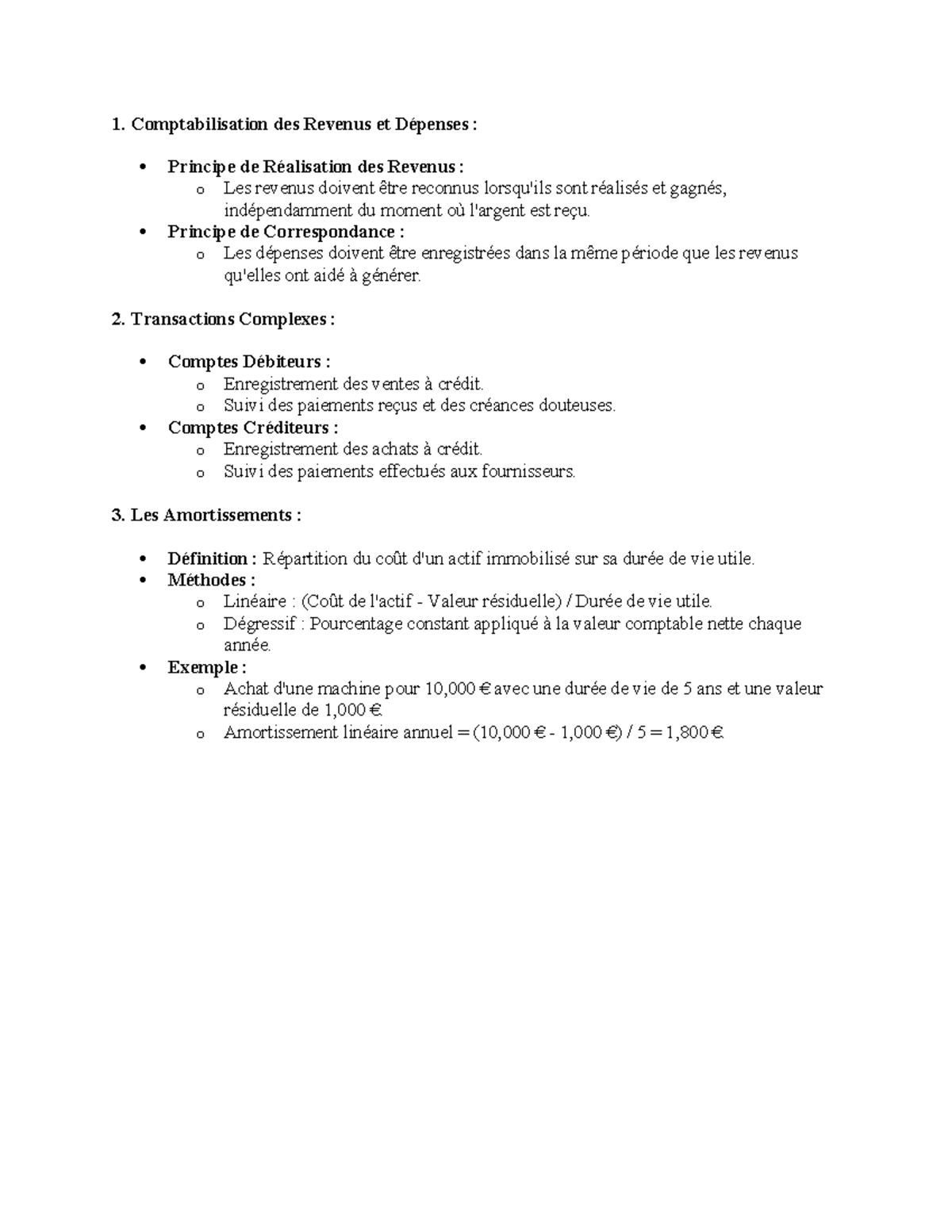 Titre du cours 3 et 4 - 1. Comptabilisation des Revenus et Dépenses ...