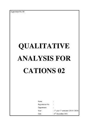 Qualitative analysis for cations 01 - This report contained only the ...