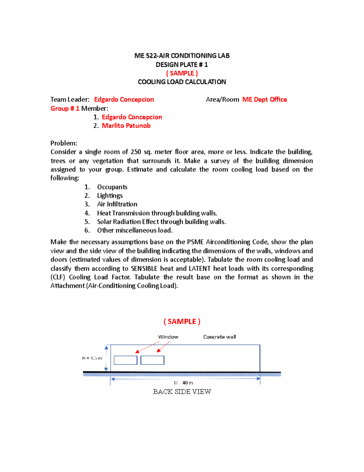 Session 21 Airconditioning Plate NO. 1 Sample Proposal - ME 522-AIR ...