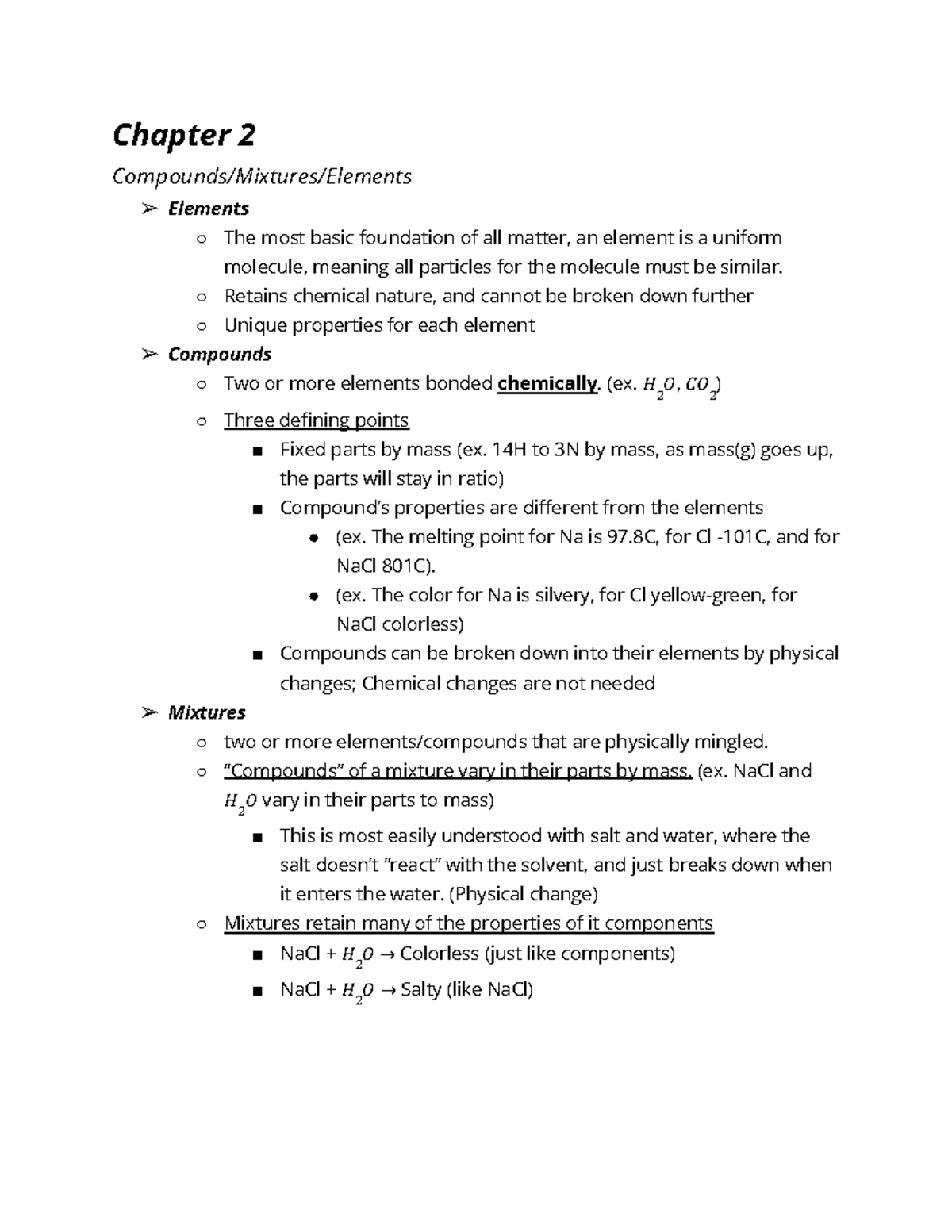 CHEM 122 Complete Assessment Study Guide - Chapter 2 Compounds/Mixtures ...