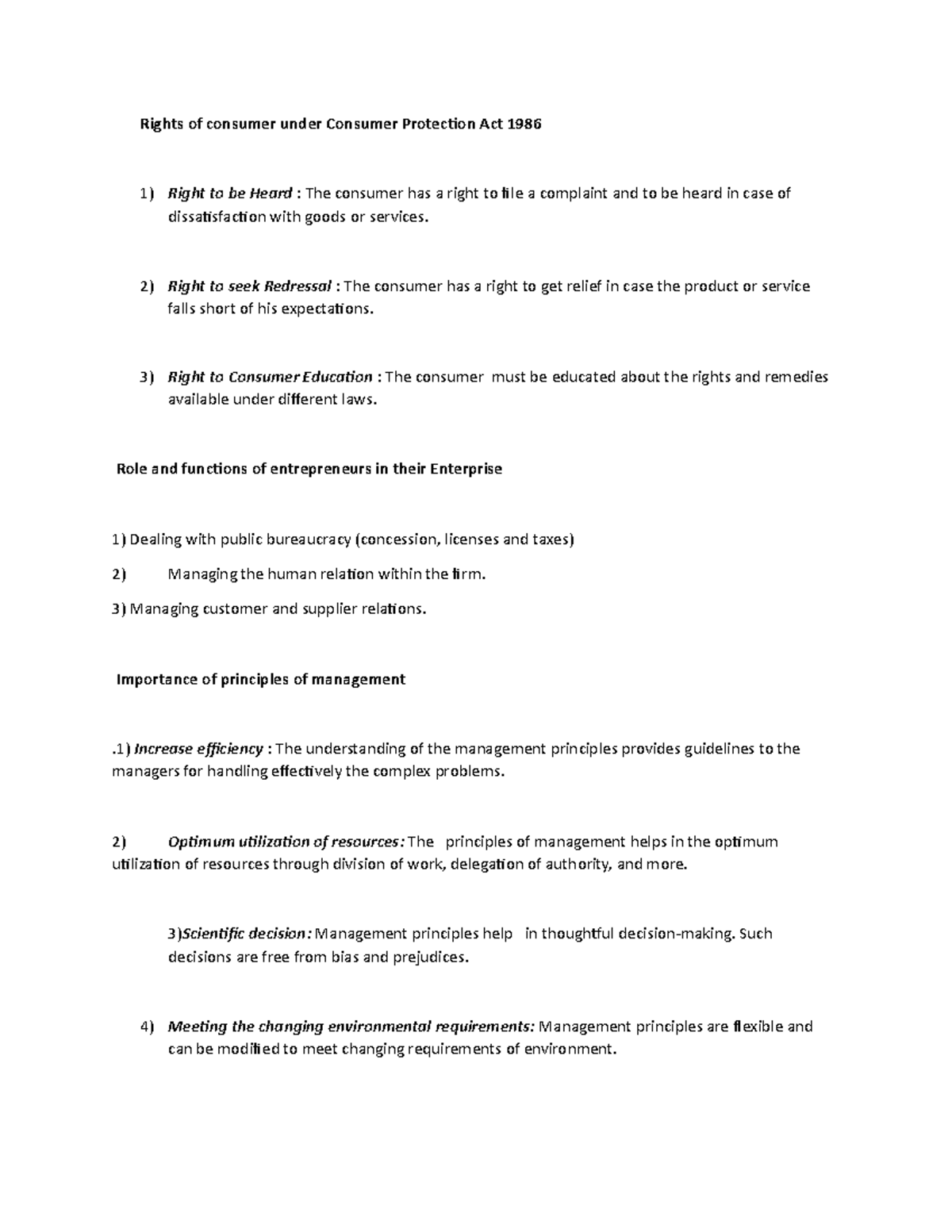 Business - Rights of consumer under Consumer Protection Act 1986 Right ...