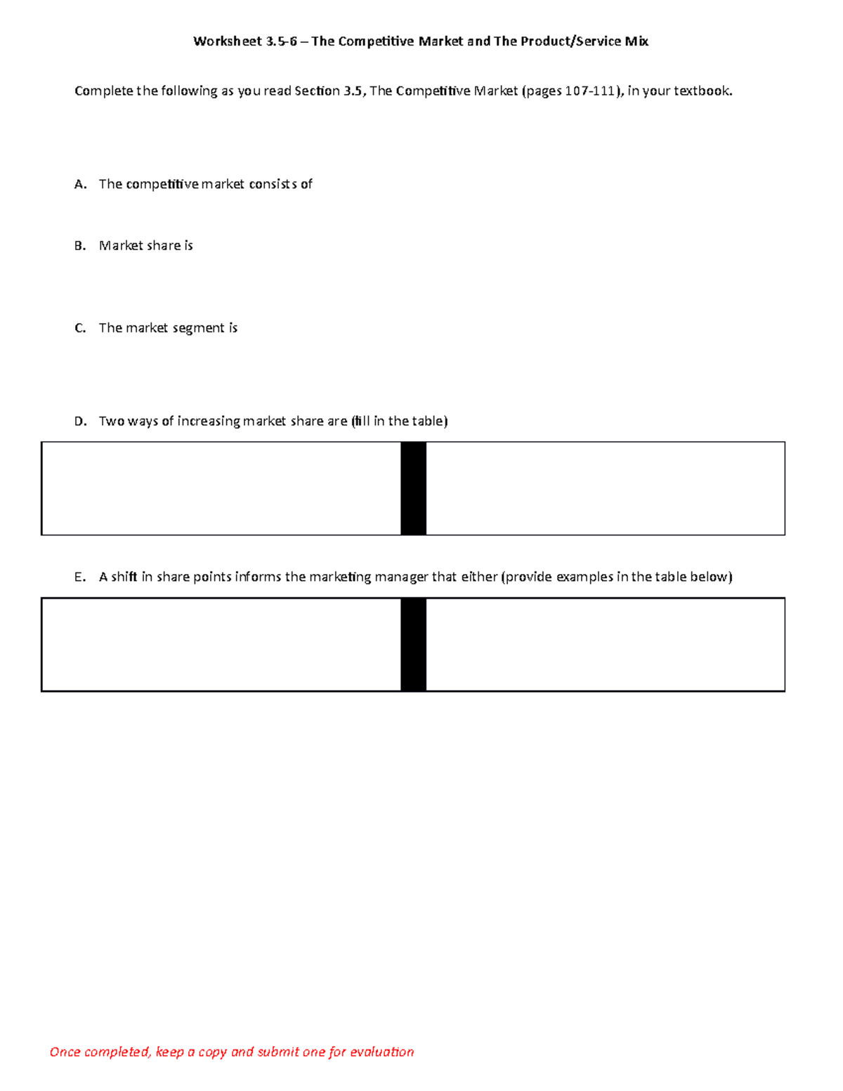 6 Worksheet 3 - Comprehensive notes - Worksheet 3-6 – The Competitive ...