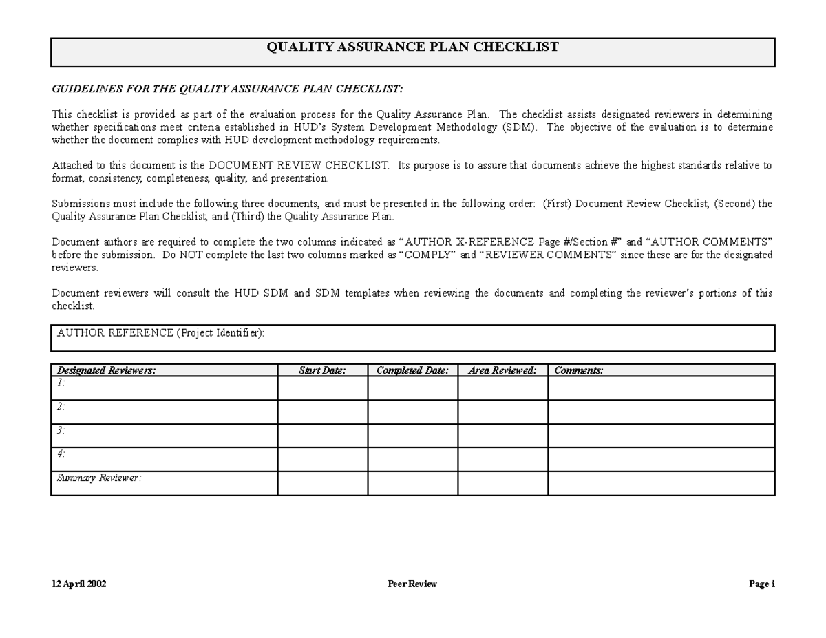 DOC 15124 - Apuntes 12-13 - GUIDELINES FOR THE QUALITY ASSURANCE PLAN ...