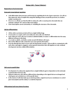 Biology 1A03 – Theme 2 Module 3 - Biology 1A03 – Theme 2 Module 3 ...