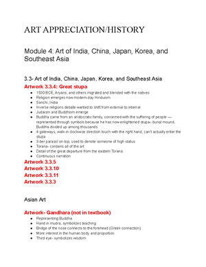 ART-Module 3 notes from textbook and class - ART APPRECIATION/HISTORY ...