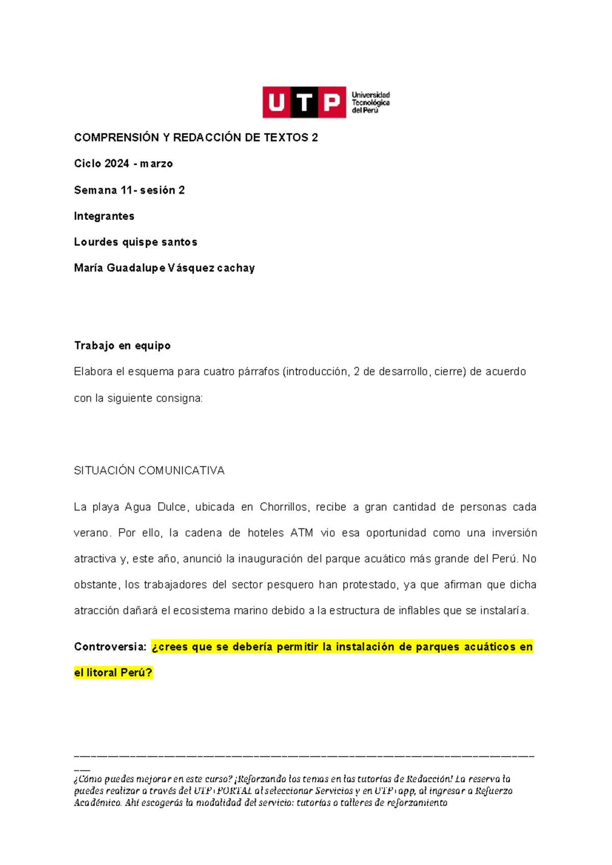 Esquema TA2 CRT2 SEM 11 S2-1 - COMPRENSIÓN Y REDACCIÓN DE TEXTOS 2 ...