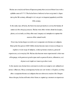 Haikus and their importance - Haikus are a traditional form of Japanese ...