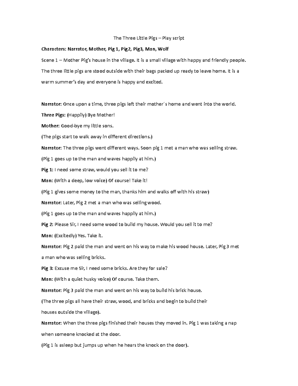 The Three Little Pigs - para evaluacion - The Three Little Pigs – Play ...