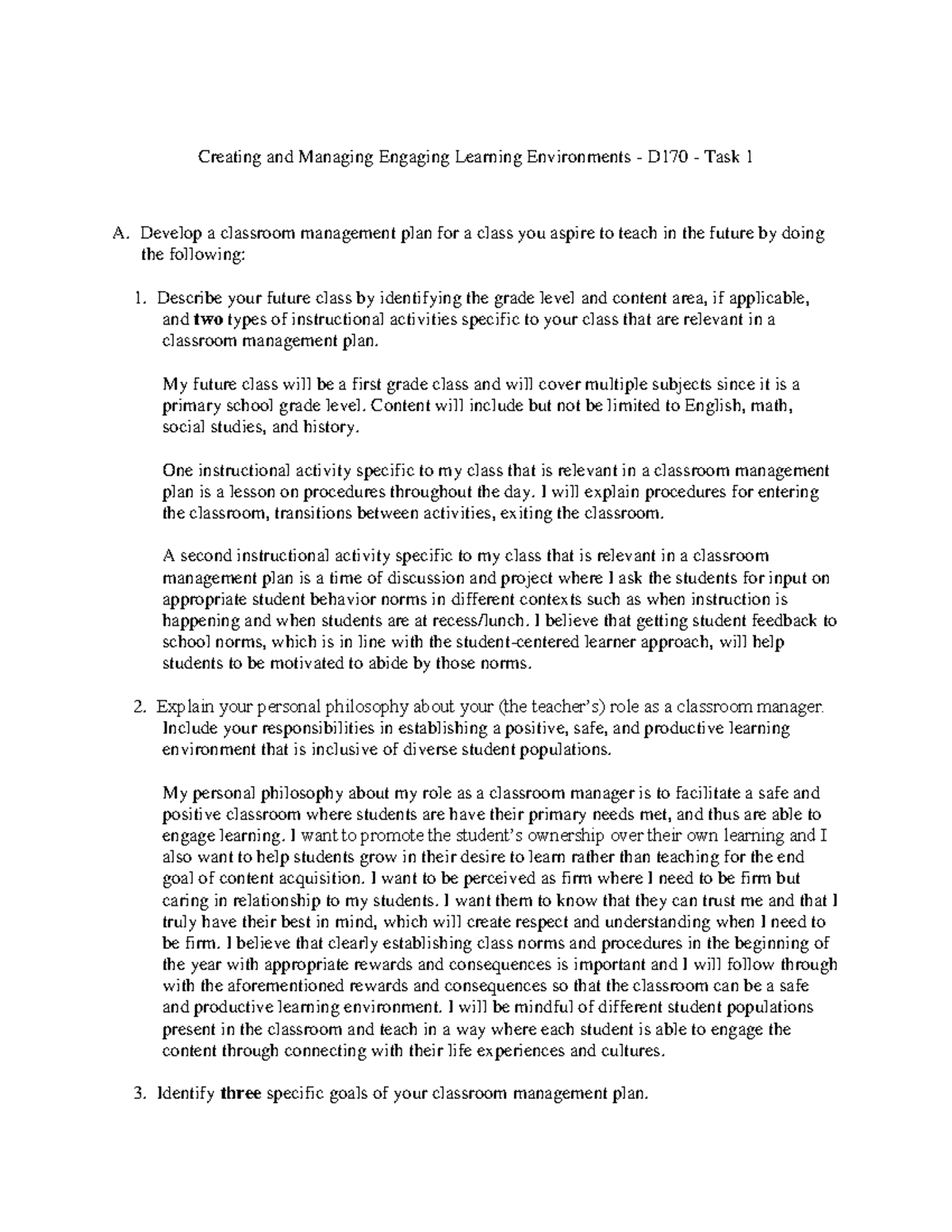 Task 1 - Task 1 of Class D170 - D170 - Studocu