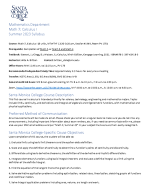 Calculus 1 Section 1.8 Continuity - 35 Math 7 Handout Stewart Section 1 ...