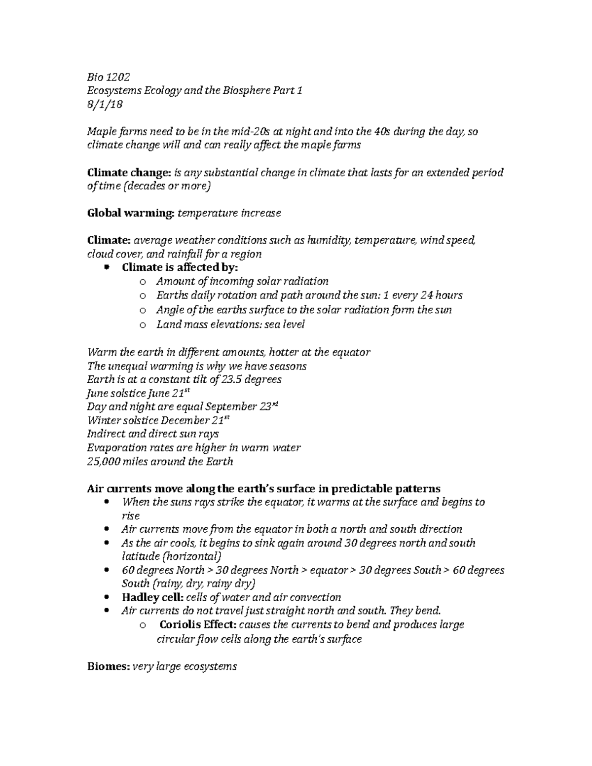 Bio 1202 lecture 12 - Bio 1202 Ecosystems Ecology and the Biosphere ...