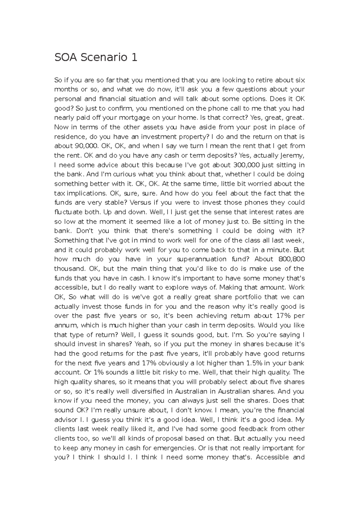 module 7 SOA Scenario 1 video - SOA Scenario 1 So if you are so far ...