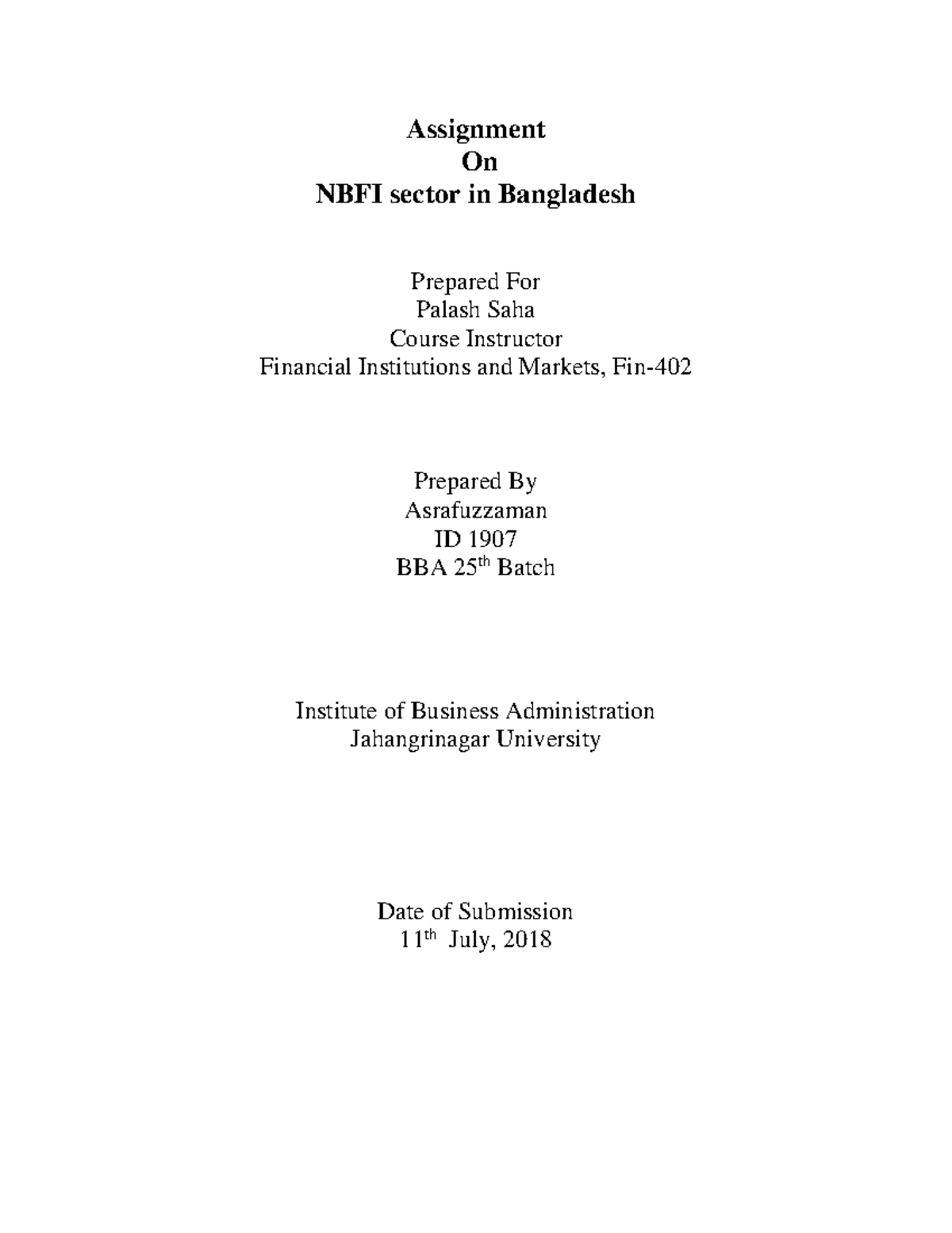 NBFI finance - Assignment On NBFI sector in Bangladesh Prepared For ...