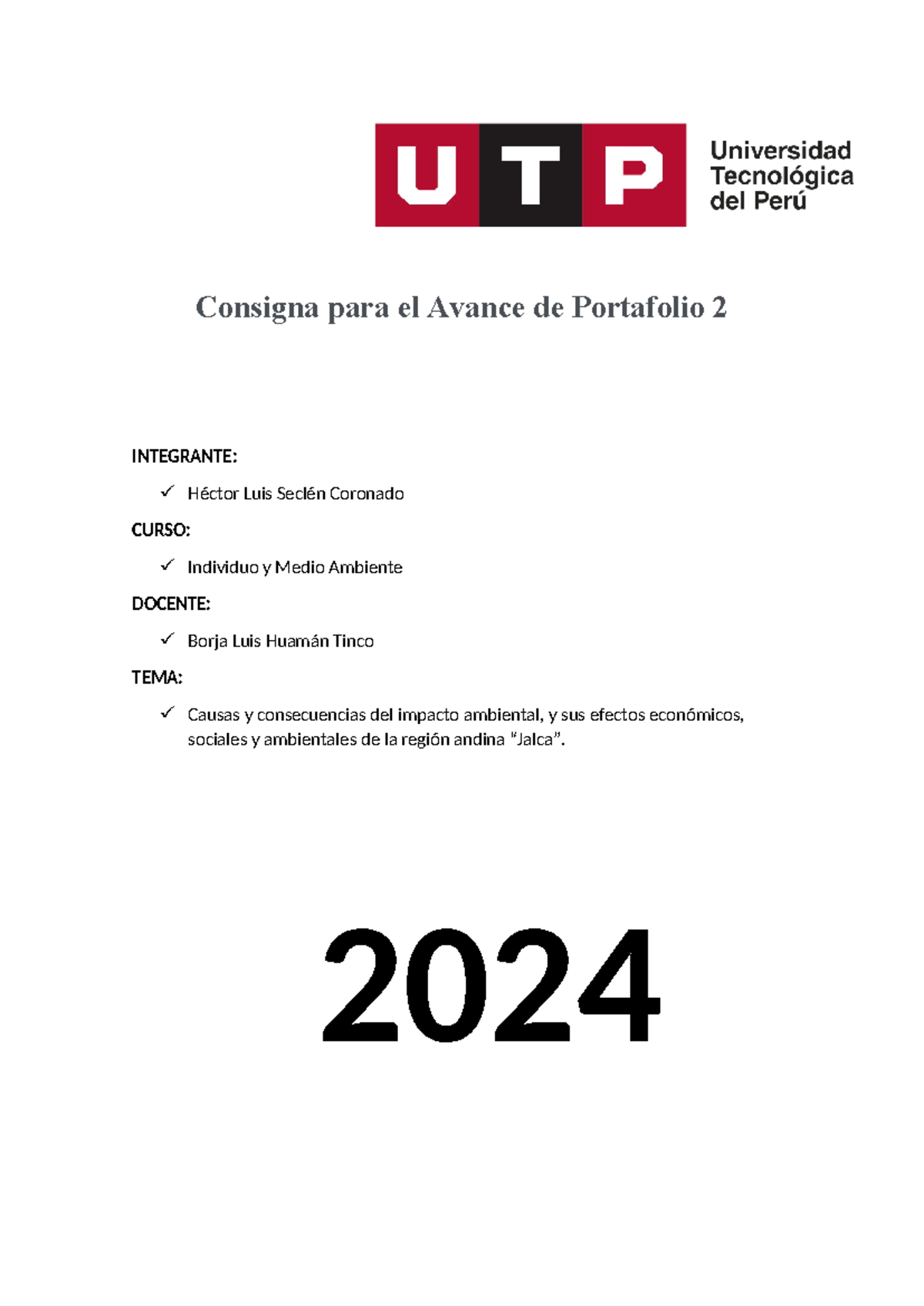 Avance de Portafolio 2 - 2024 La "jalca" Es una región andina que se encuentra en - Studocu