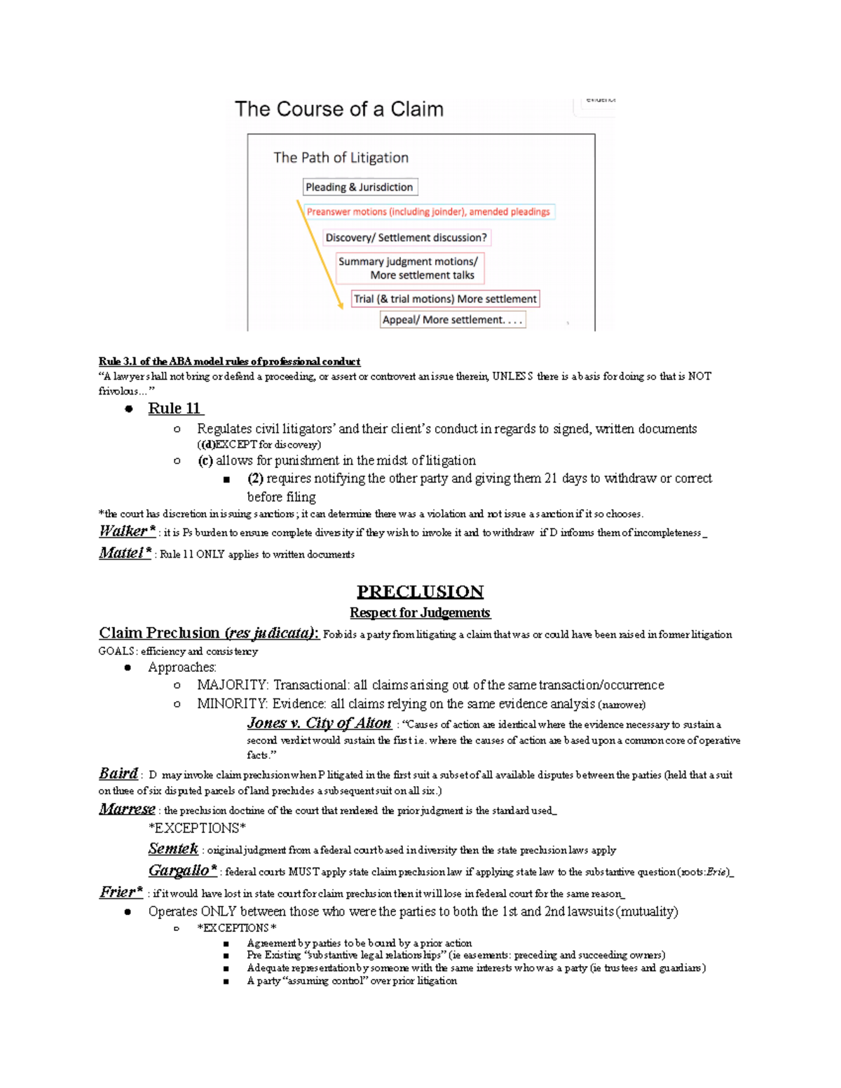 Civ Pro Outline: Lee - ####### Rule 3 of the ABA model rules of ...