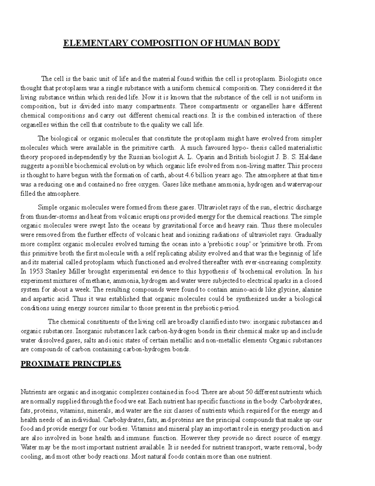 Elementary composition Of human Body - ELEMENTARY COMPOSITION OF HUMAN ...