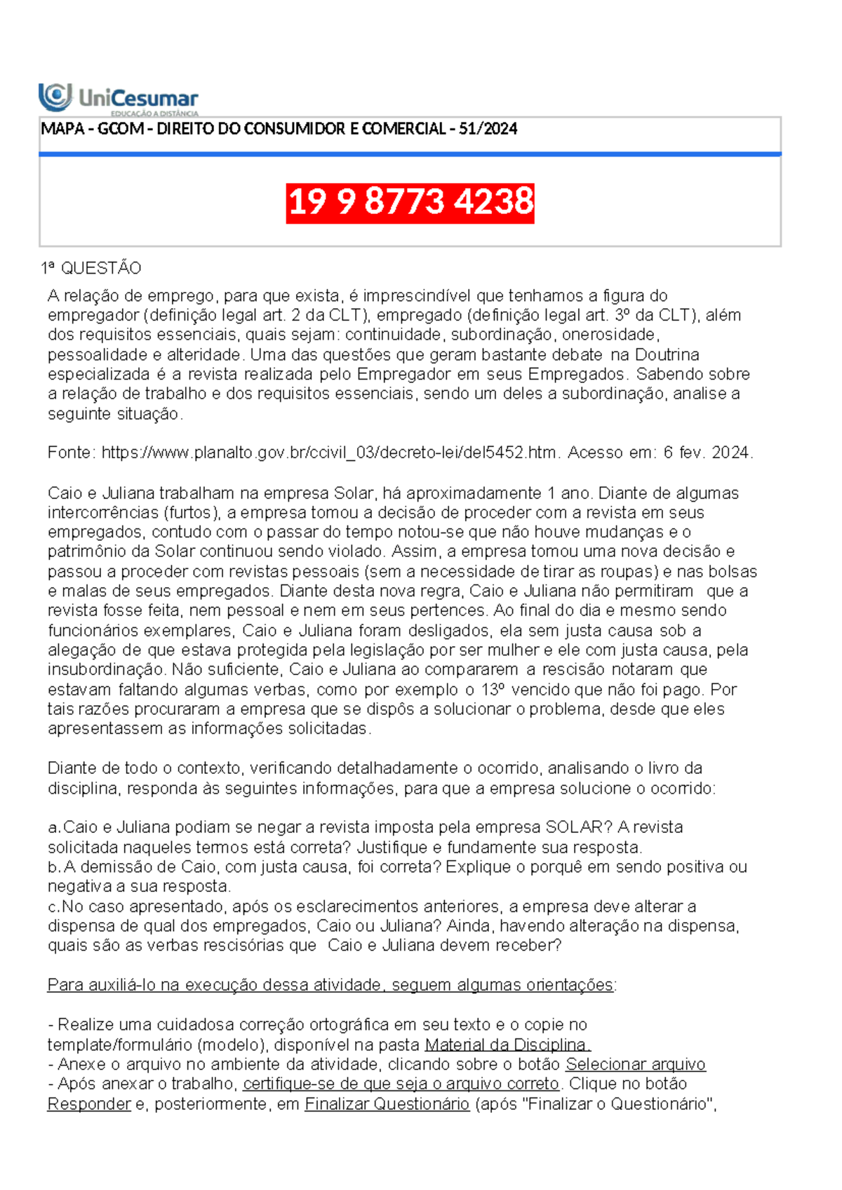 MAPA - GCOM - Direito DO Consumidor E Comercial - 512024 - 19 9 8773 ...