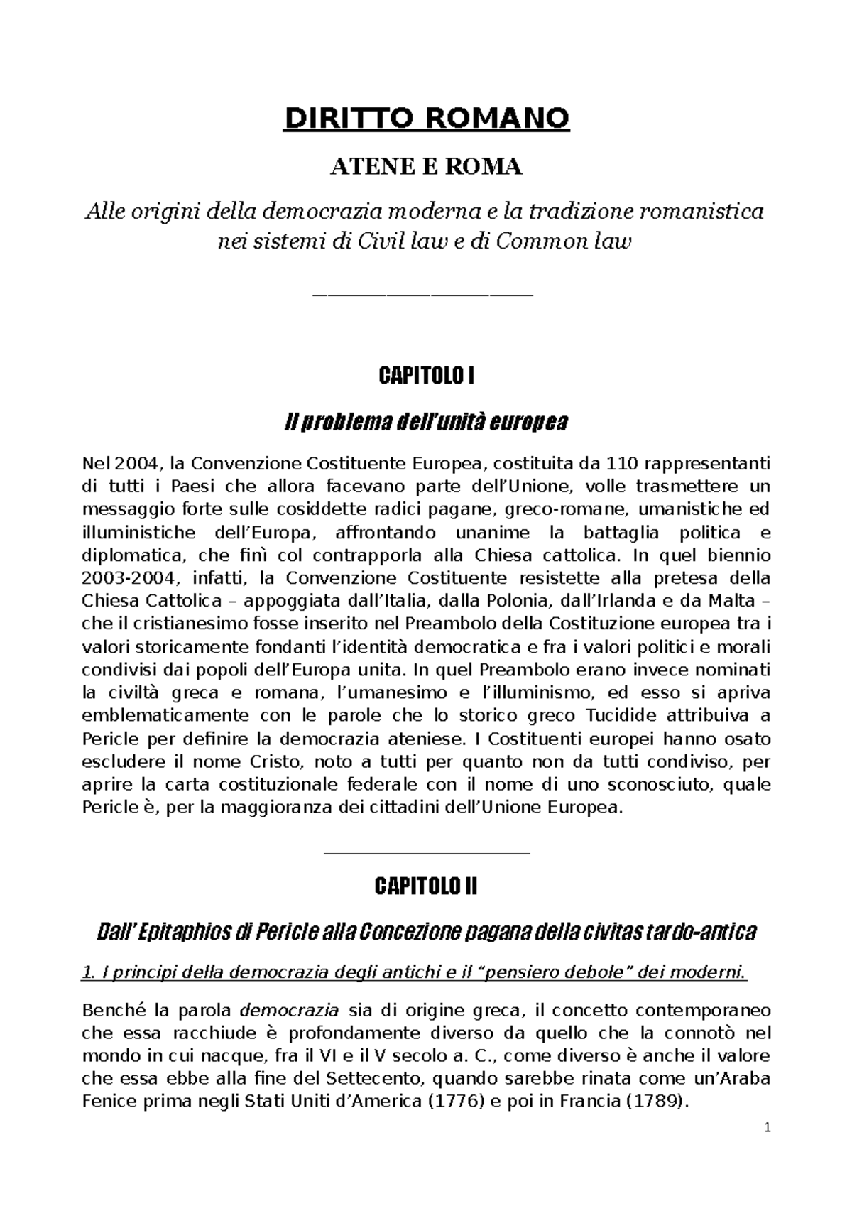 riassunto Diritto Romano Costabile - DIRITTO ROMANO ATENE E ROMA Alle ...