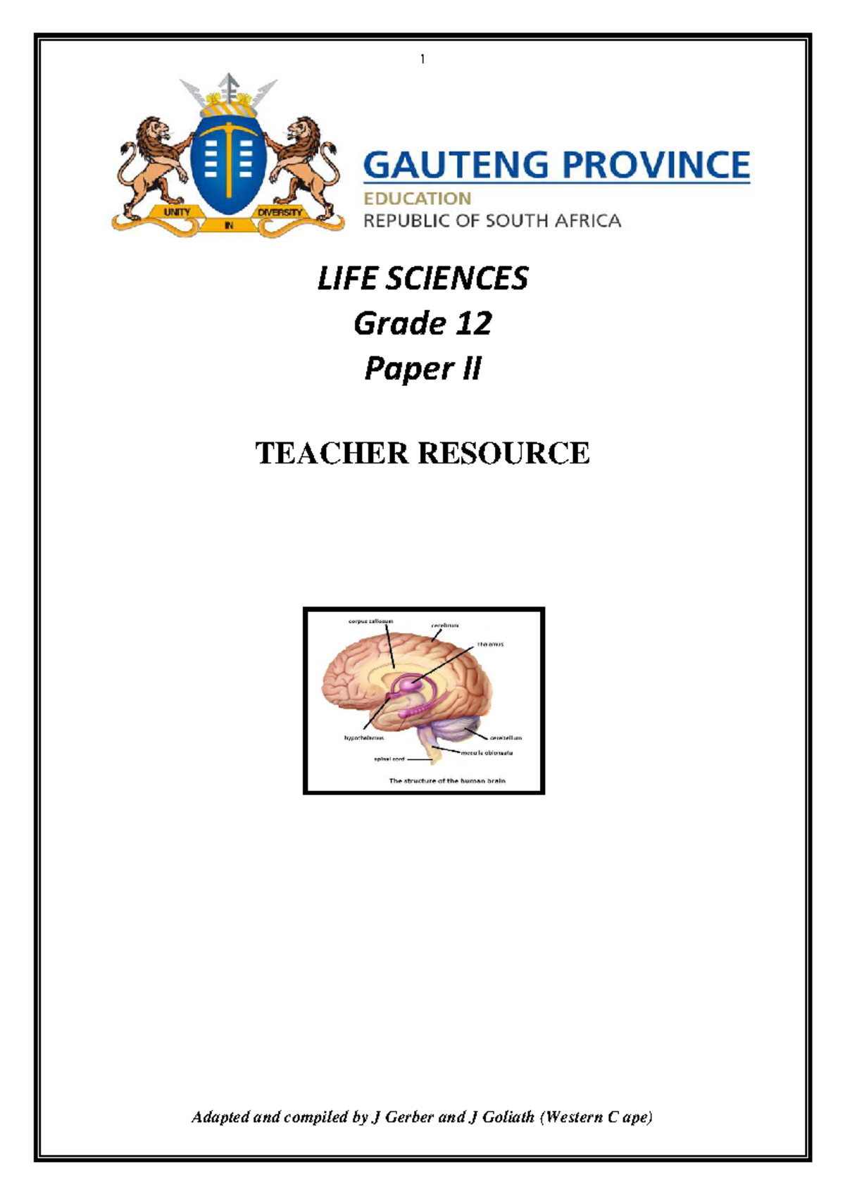 Teacher resource Life Science - LIFE SCIENCES Grade 12 Paper II TEACHER ...