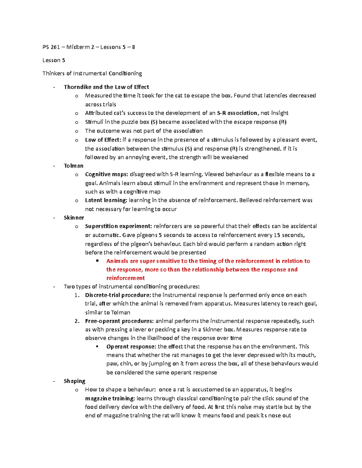Midterm 2 - PS261 - PS 261 – Midterm 2 – Lessons 5 – 8 Lesson 5 ...