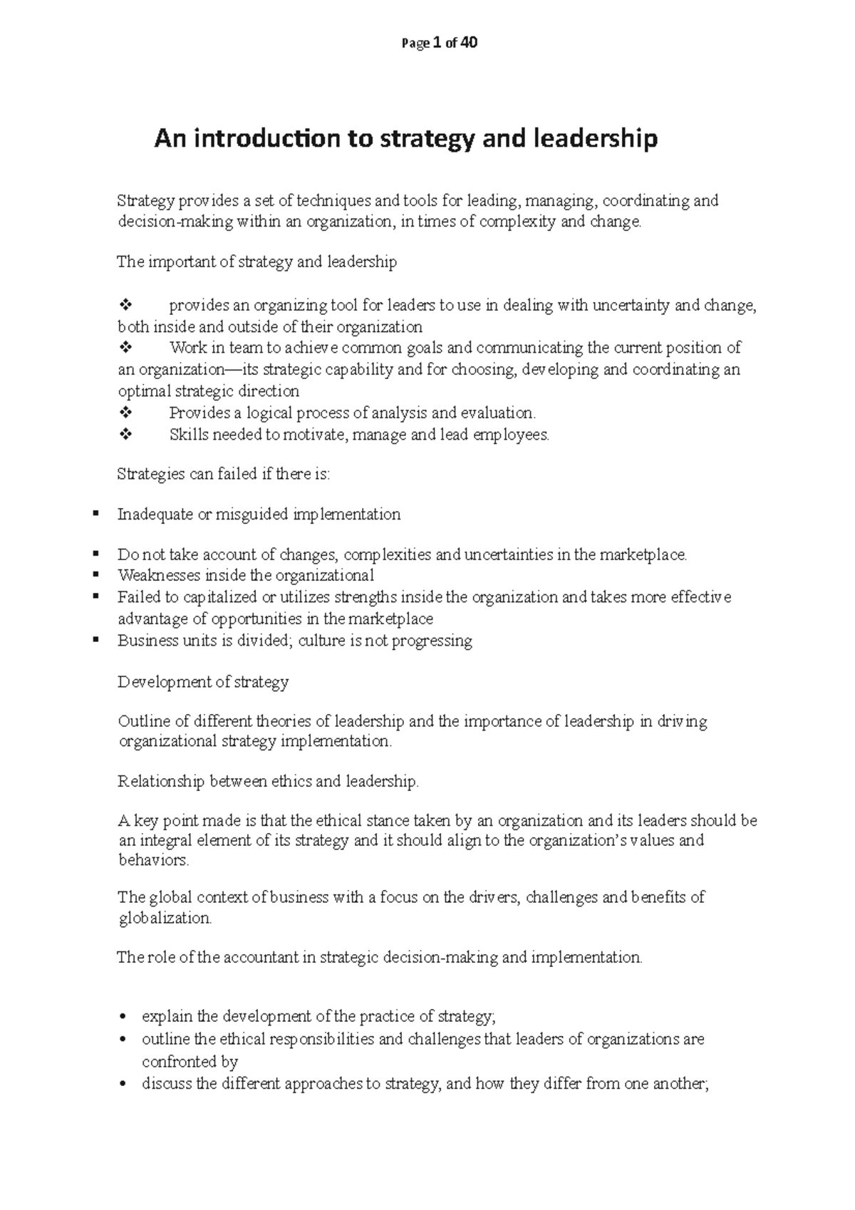 1. An introduction to strategy and leadership - Page 1 of 40 An ...