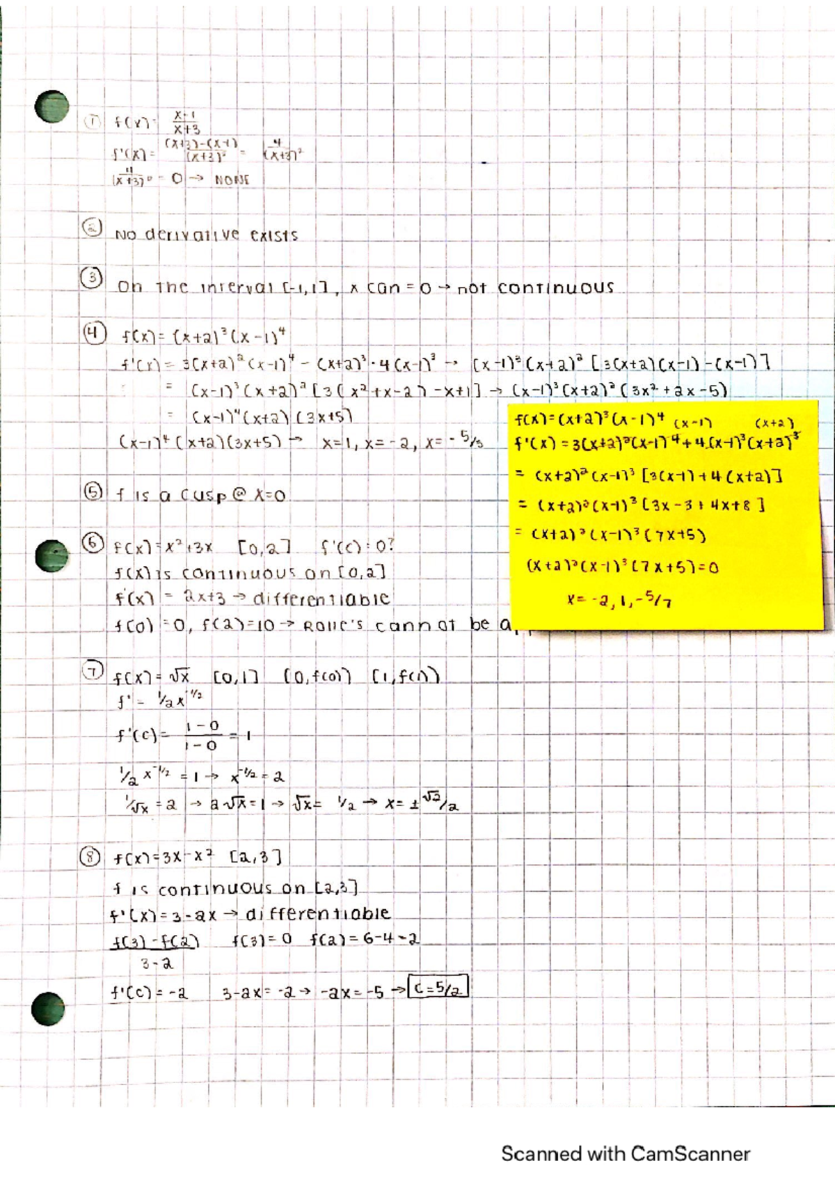 More practice problems for differentiation - MATH 1210 - Studocu