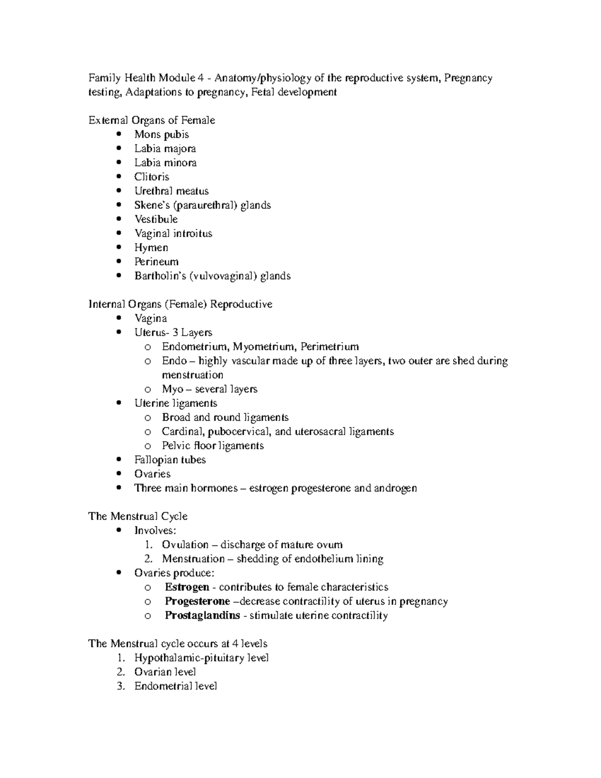 Lecture Notes, Lectures 8-9 - Anatomy/physiology Of The Reproductive ...