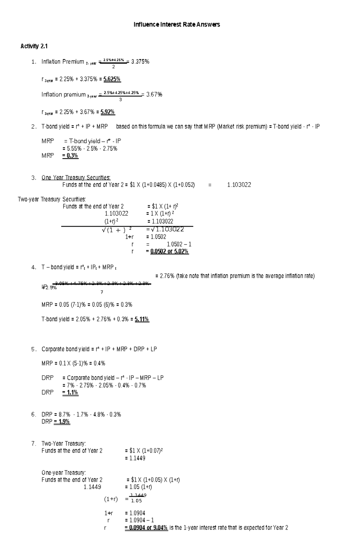 Influence Interest Rate Answers - Influence Interest Rate Answers ...