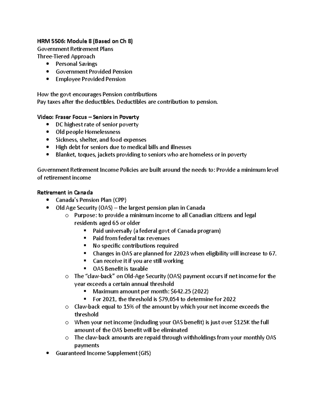 Module 8 - Ch 8 - Government Retirement plans Overview - HRM 5506 ...