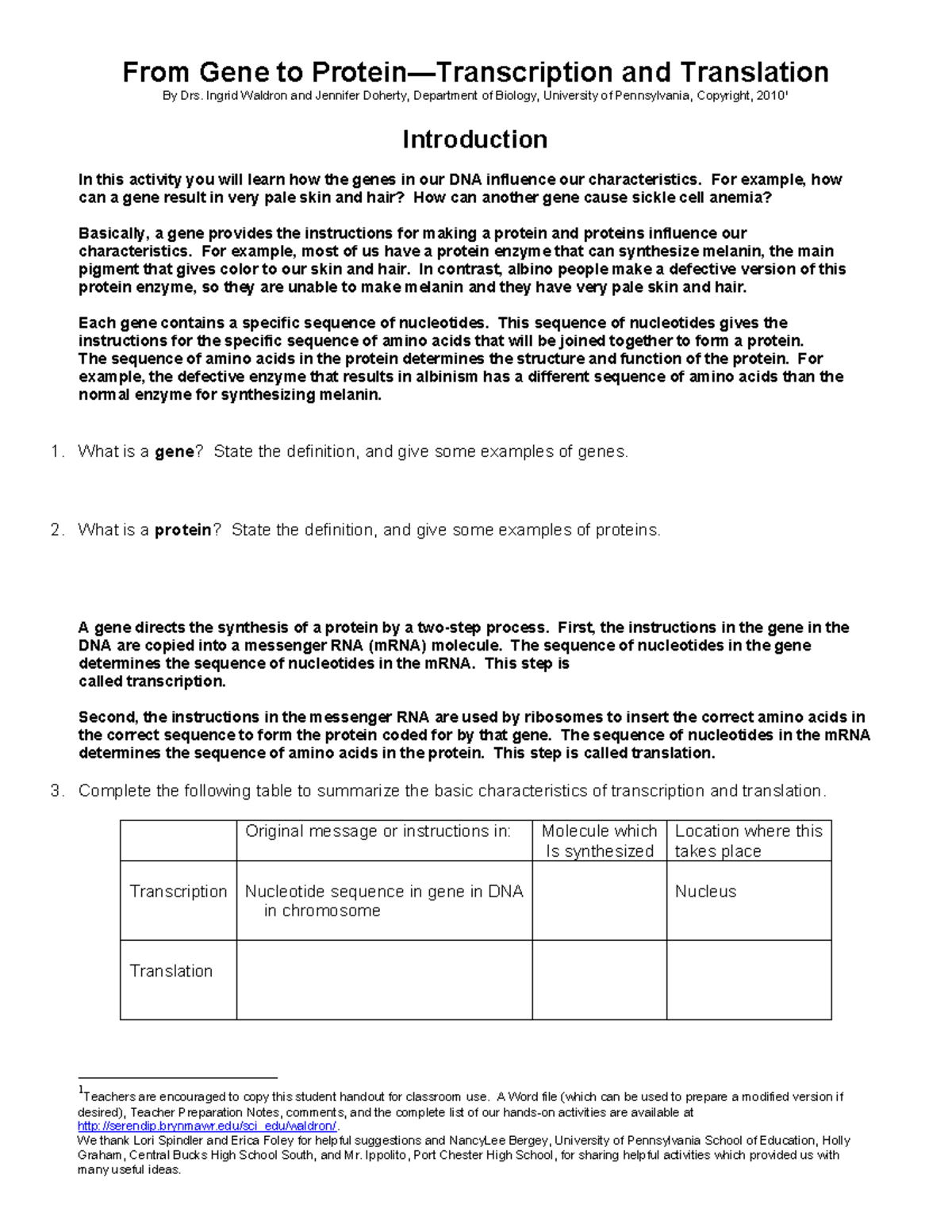 From Gene to Protein reading - From Gene to Protein—Transcription and ...