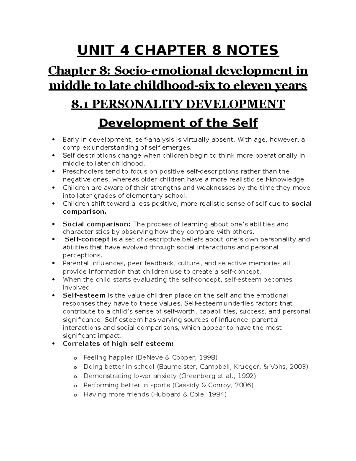 UNIT 4 Chapter 8 Notes - UNIT 4 CHAPTER 8 NOTES Chapter 8: Socio ...