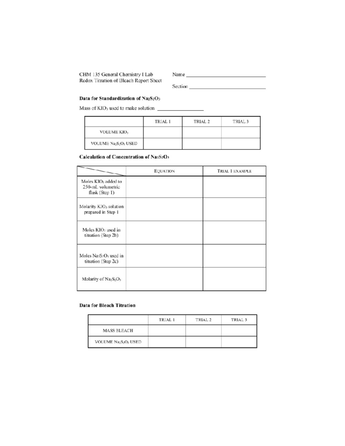 Lab Template - Additional materials for lab - CHEM 351 - Studocu