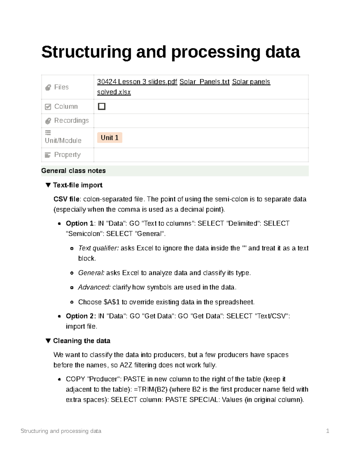Structuring and processing data - Structuring and processing data Files ...