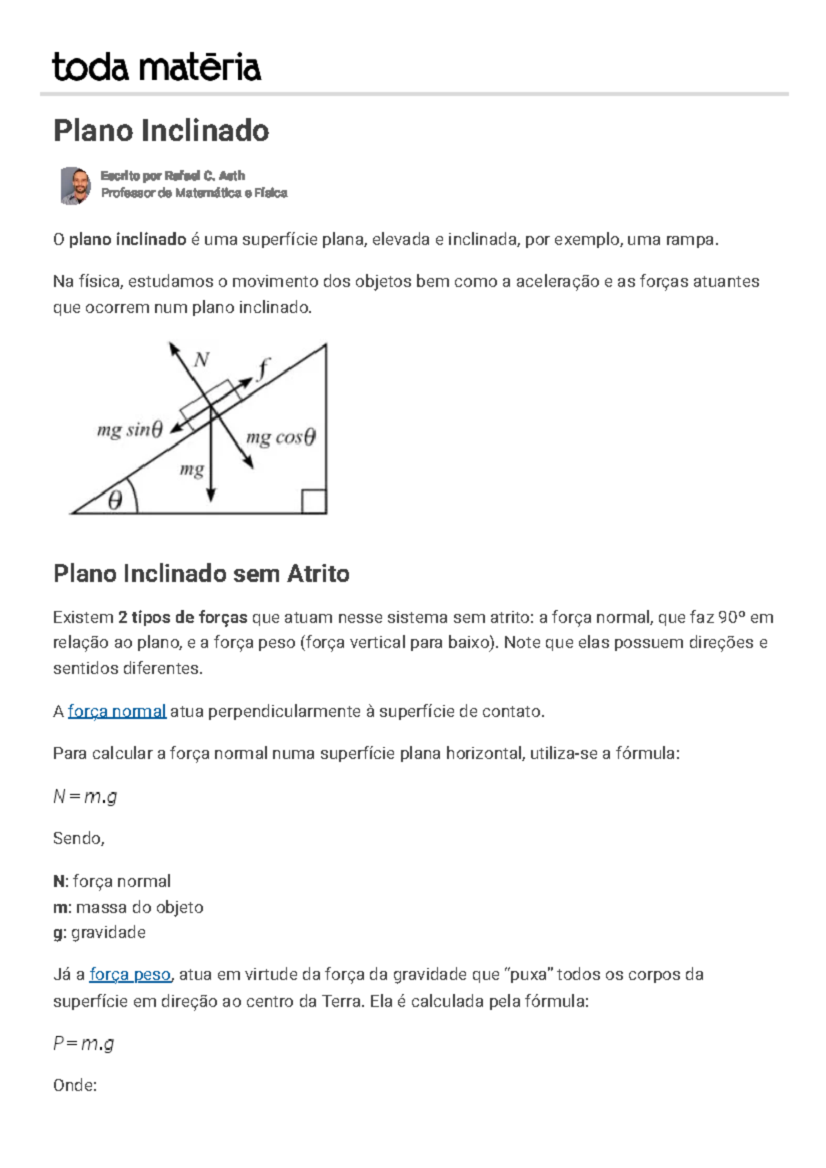 Plano Inclinado forças, atrito, aceleração, fórmulas e exercícios ...