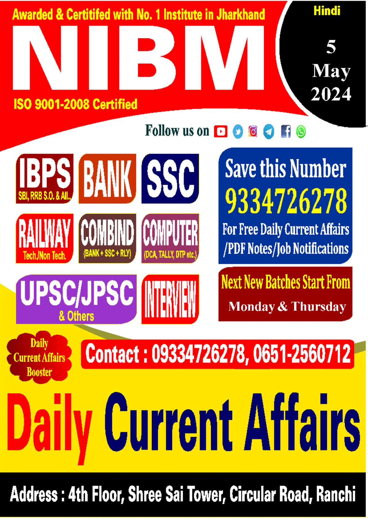5 May 2024 Current Affairs NIBM-1 - Geography Hons - Studocu
