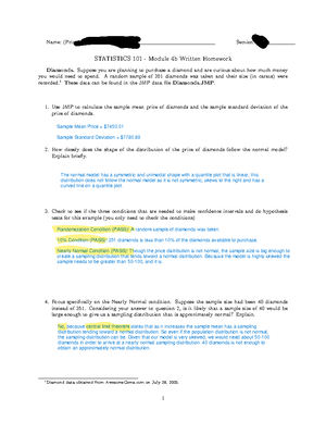 3a homework assignment - Name: Josiah Bartlett Section: 3 STATISTICS ...