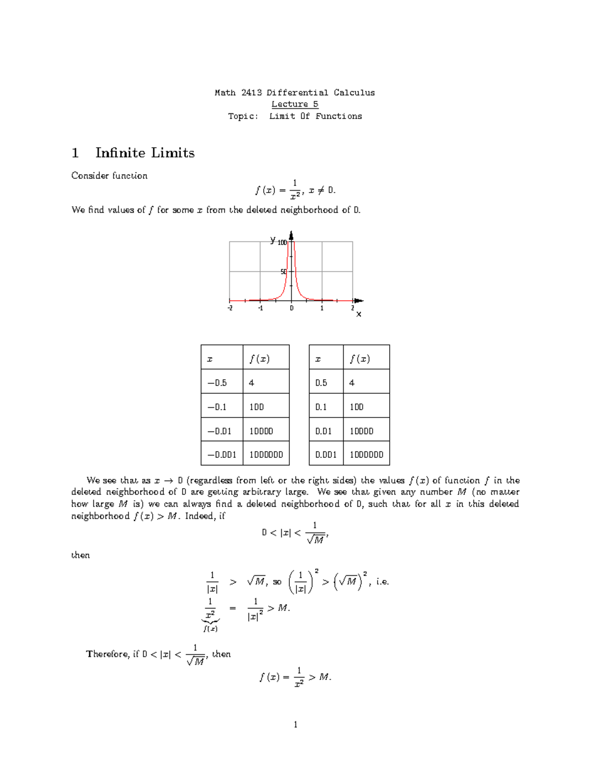 Calculus I and II Materials - Math 2413 Differential Calculus Lecture 5 ...