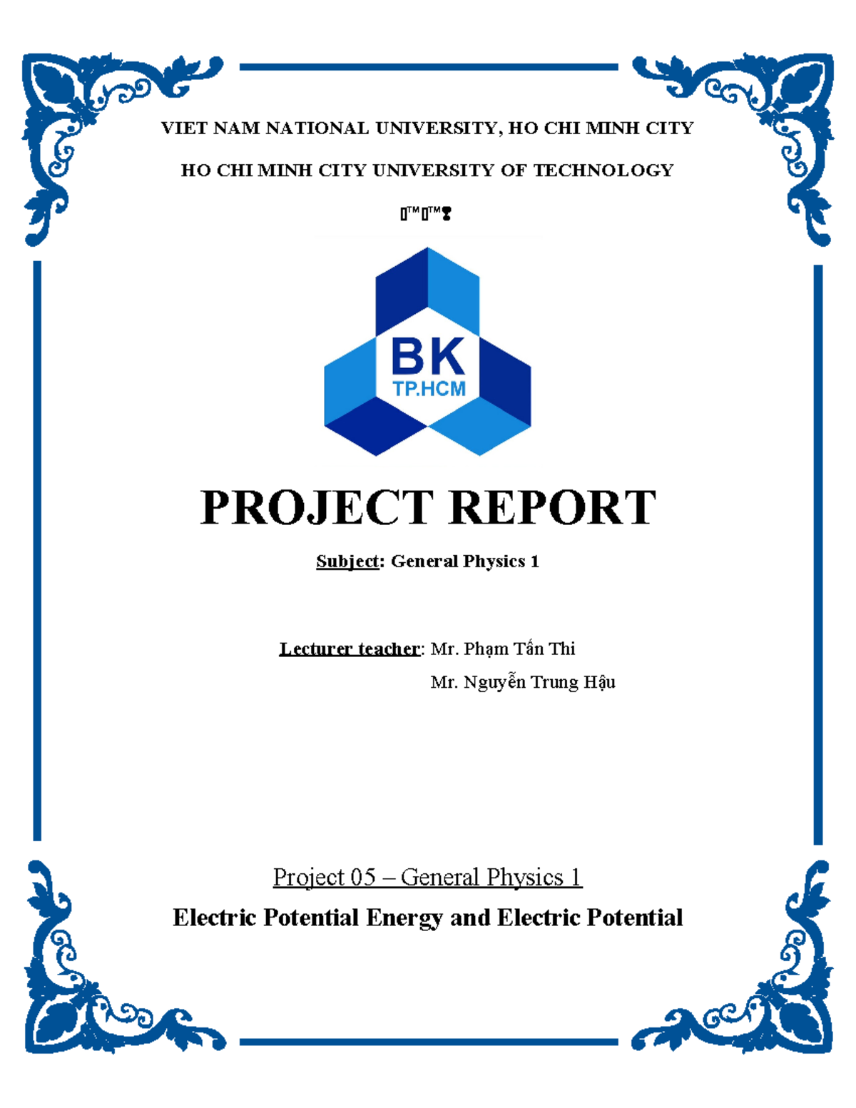 BTL-General physics 1-group 2-final - VIET NAM NATIONAL UNIVERSITY, HO CHI MINH CITY HO CHI MINH ...