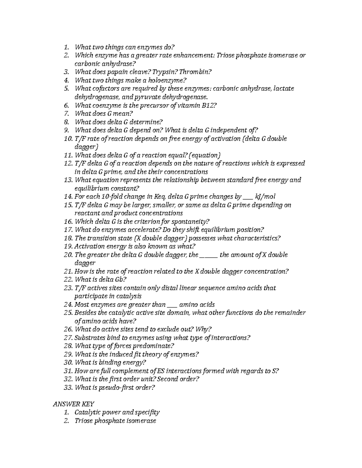 Practical - Lecture 9 Study Guide - 1. What two things can enzymes do ...