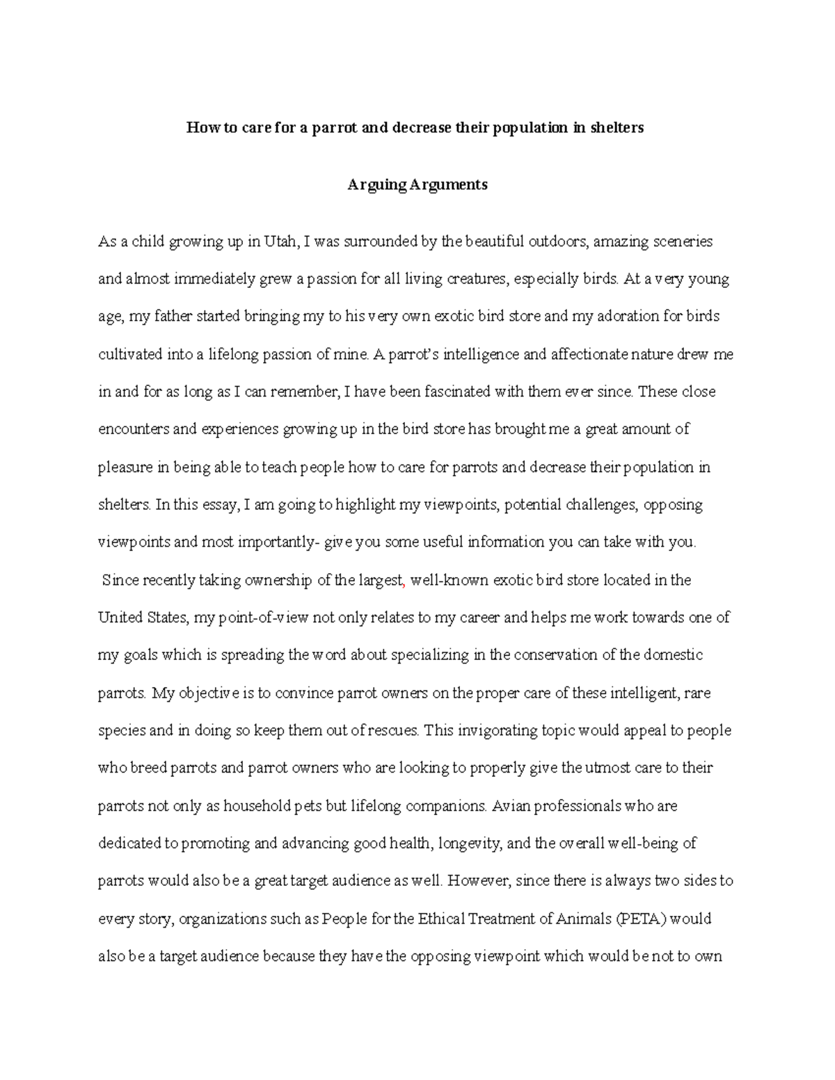 English 123 Assignment 3-5 essay parrot - How to care for a parrot and ...